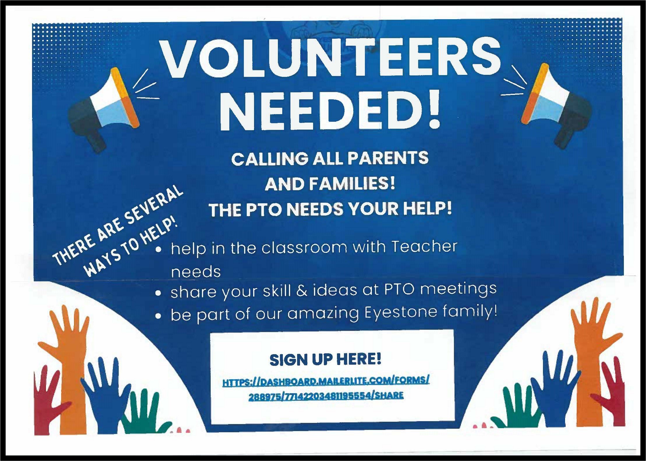 PTO & Volunteers | Eyestone Elementary School